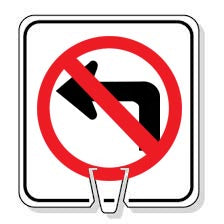 Large Snap-On Cone Sign - No Left Turn | Item # SF038P